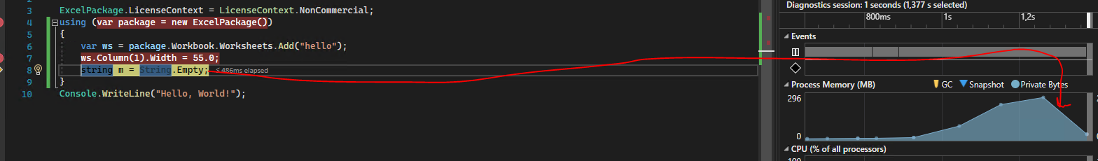 Memory leak: consumption peak on column width set · Issue #576 · EPPlusSoftware/EPPlus · GitHub