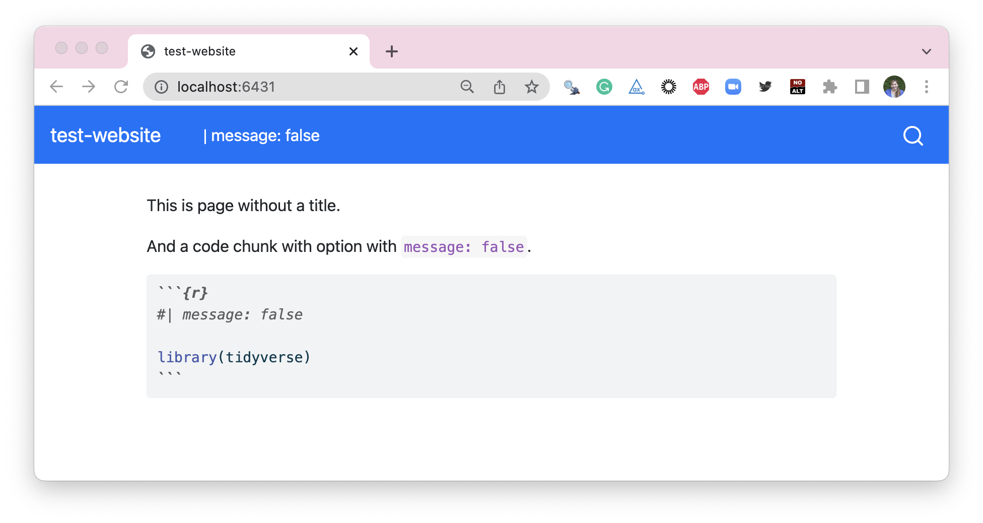 Title Less Web Page Inherits Code Chunk Option As Text On Navbar · Issue 4528 · Quarto Dev