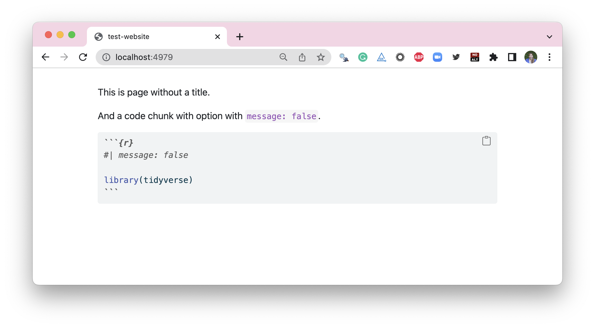 Title Less Web Page Inherits Code Chunk Option As Text On Navbar · Issue 4528 · Quarto Dev