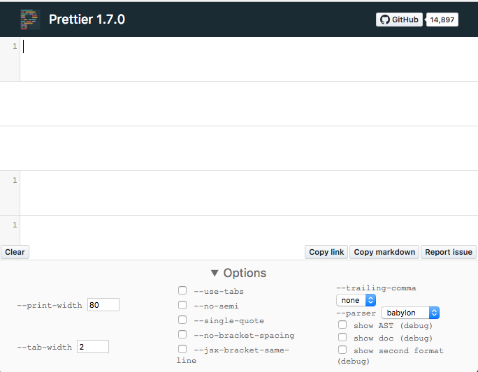 Playgrounds without content show debug panes on initial page load · Issue #2881 · prettier ...