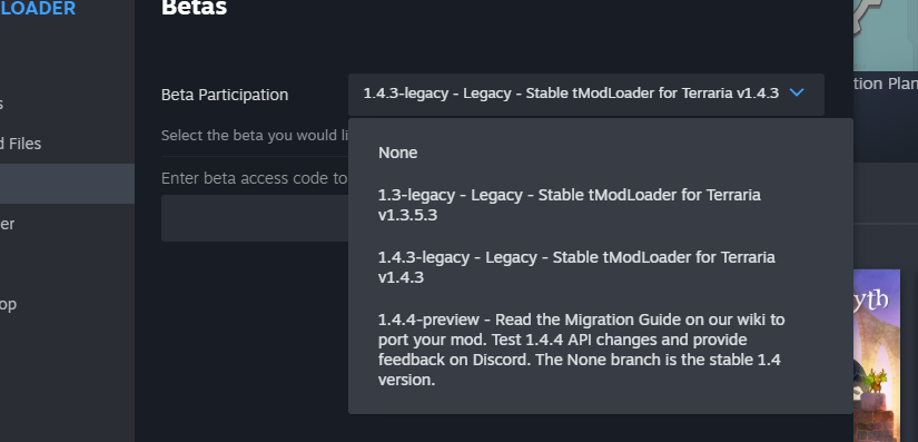 Shorten the 1.4.4-preview message in the BETAS opt in panel on Steam · Issue #3582 · tModLoader ...