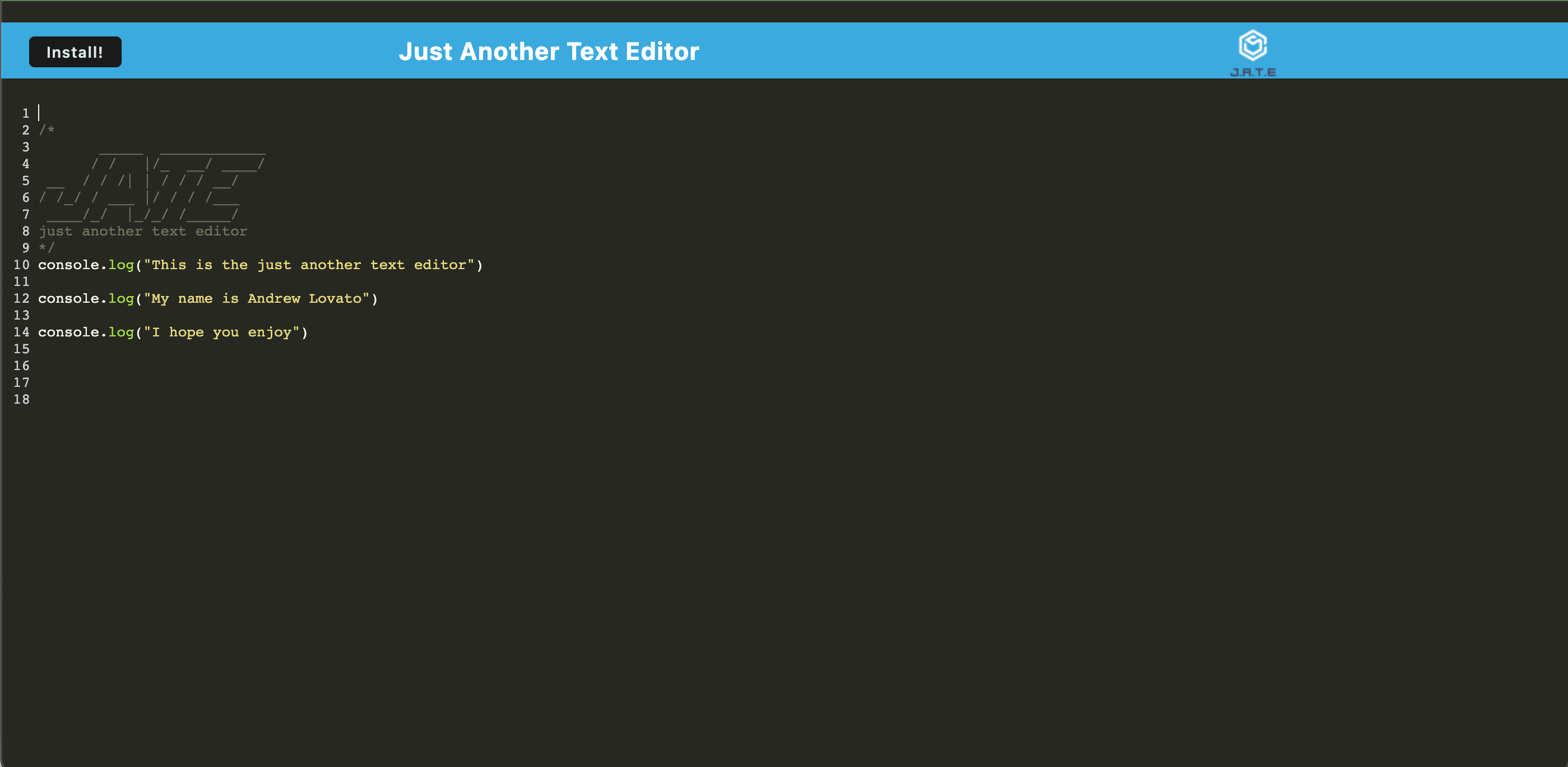 GitHub - drewlovato/jate: Just Another Text Editor