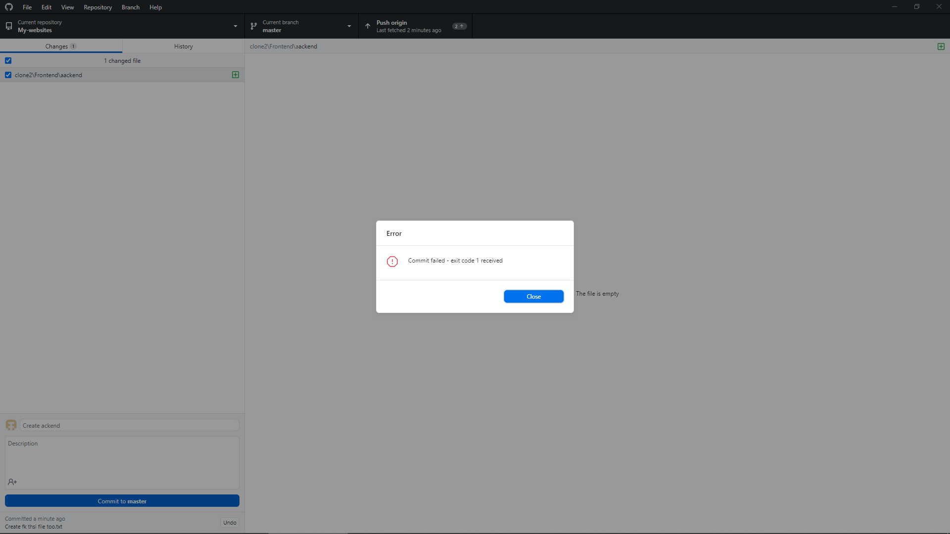 commit failed exit cdde 1 recieved · Issue #10869 · desktop/desktop · GitHub
