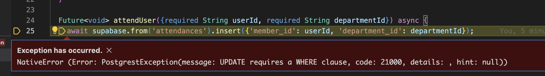 Insert throws "UPDATE requires a WHERE clause" error · Issue #13054 · supabase/supabase · GitHub