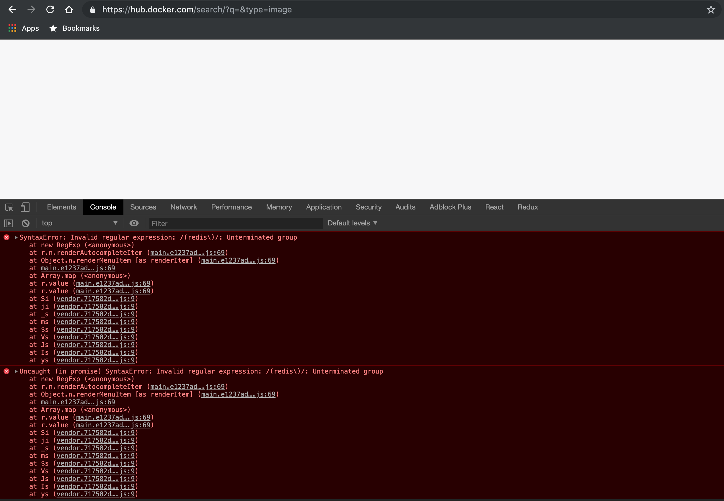 Site Crashes when searching images · Issue #1798 · docker/hub-feedback · GitHub