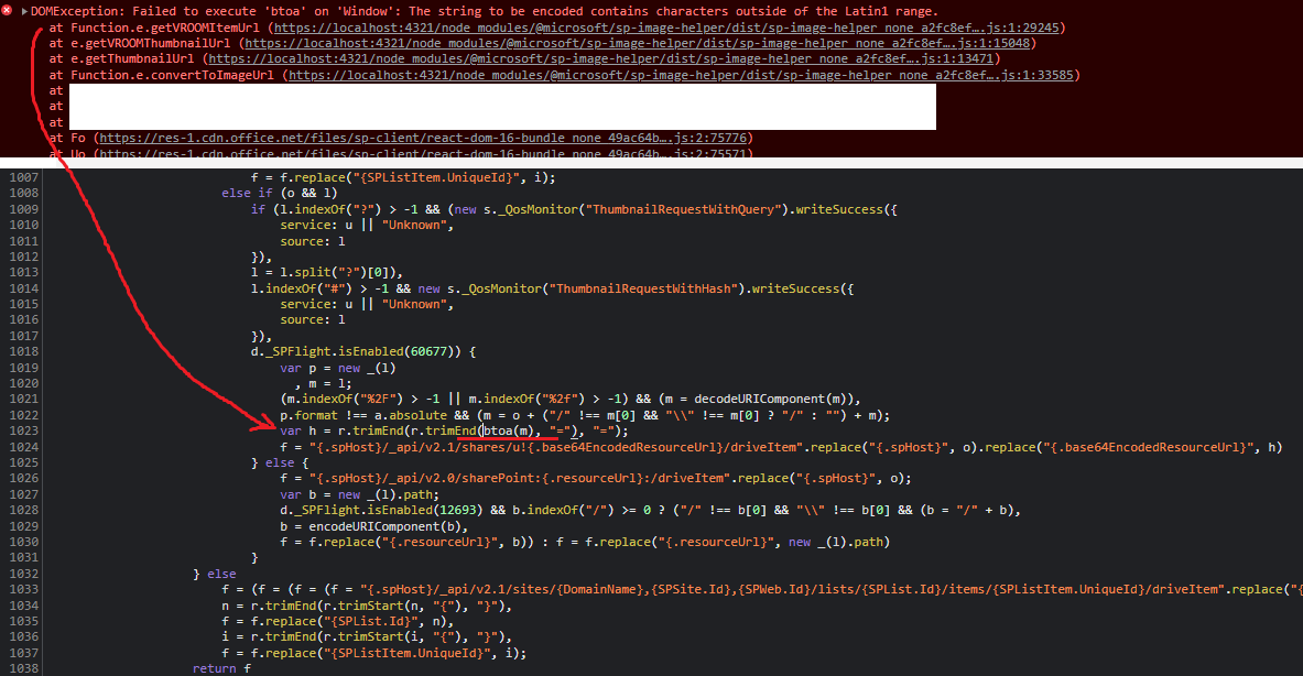 Spfx V1 14 0 Image Helper Api Exception In Btoa String Contains Characters Outside Of The
