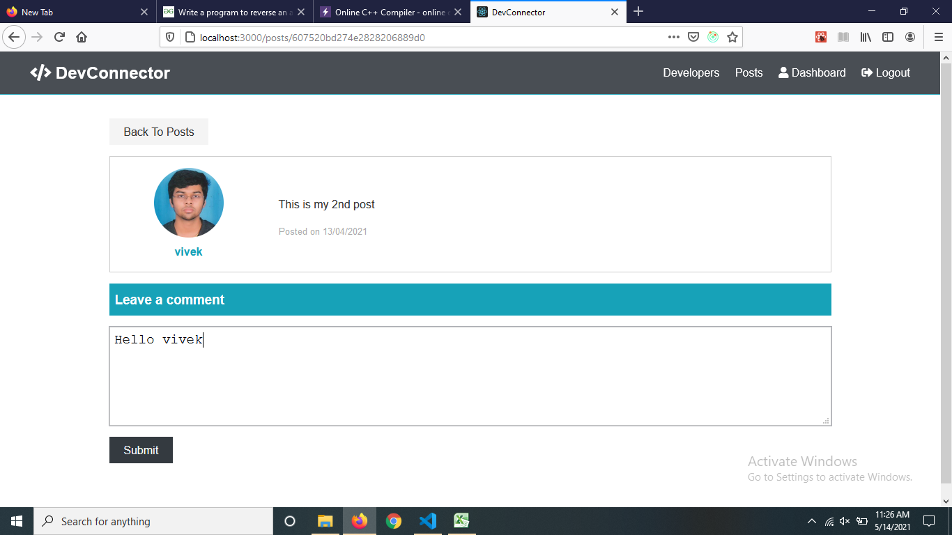 GitHub - Vivek-Kondpalle/DevConnector: A social media application for developers