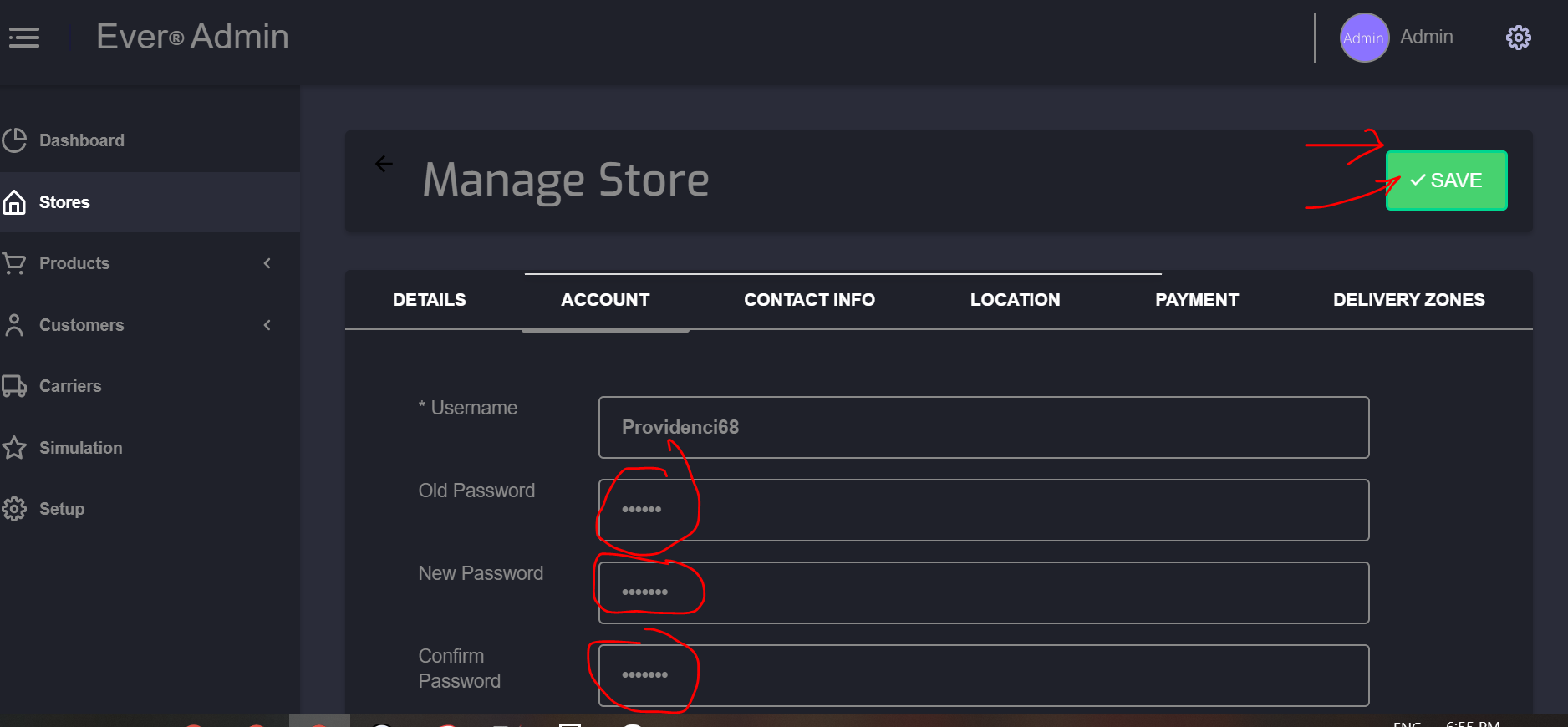 Admin UI : Stores : manage stores : when changing store password · Issue #981 · ever-co/ever ...