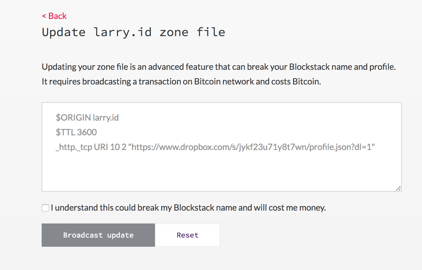 Add support for manual update of zone files · Issue #88 · stacks-archive/blockstack-browser · GitHub