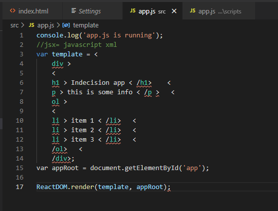 error in vs studio while saving app.js file while using react · Issue ...