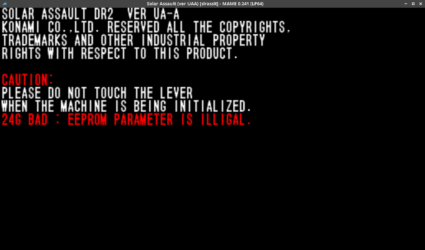 Solar Assault (ver UAA) won't start - "EEPROM parameter is illigal ...