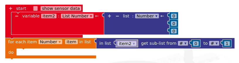 initializing a new list in the header of the 'for each item in list'-block results in an error ...