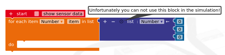 initializing a new list in the header of the 'for each item in list'-block results in an error ...