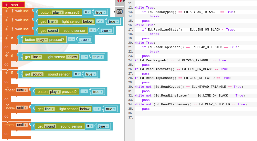 Edison faulty program generation using conditional statements and sensor-blocks · Issue #1334 ...