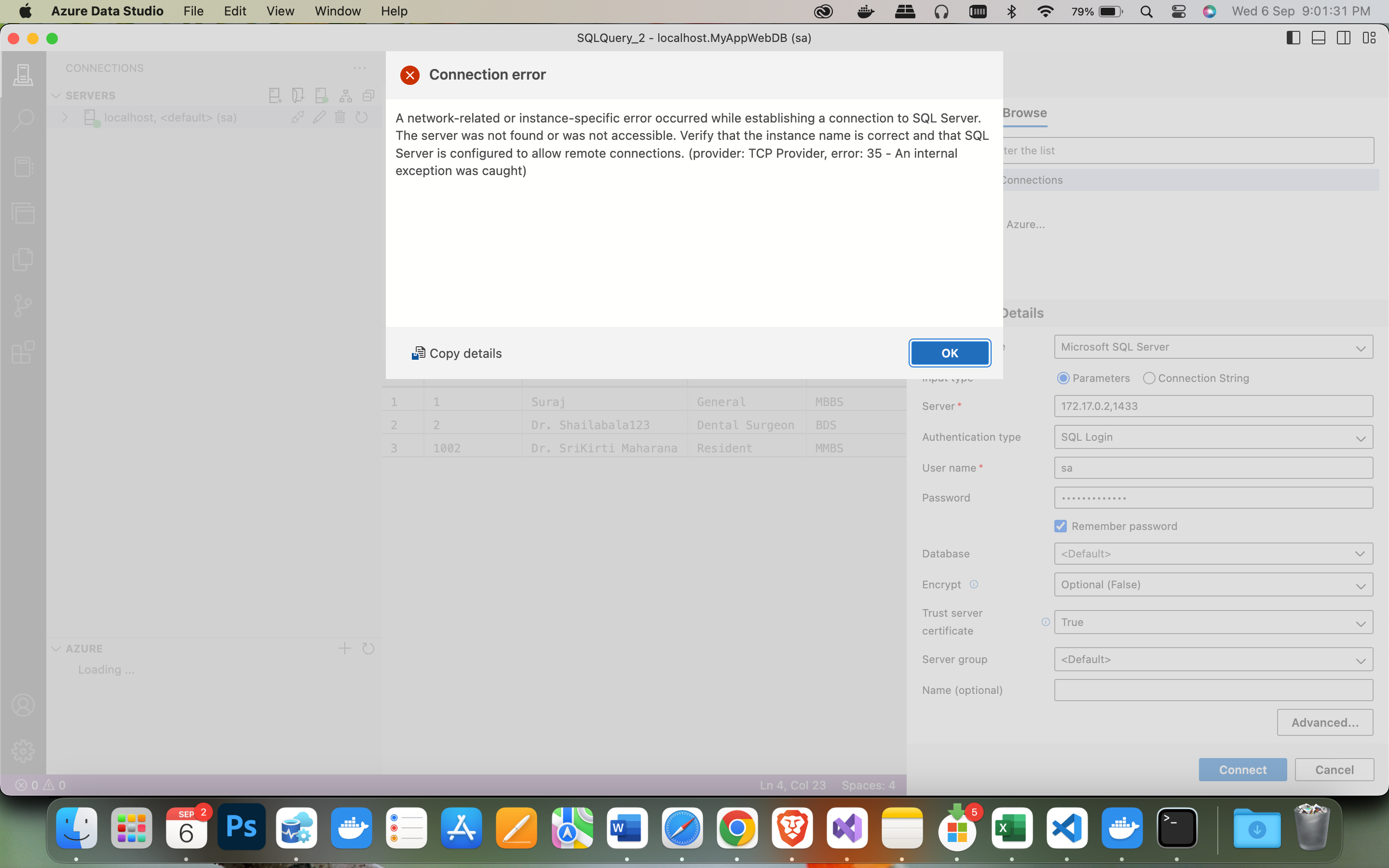 A connection was successfully established with the server, but then an ...