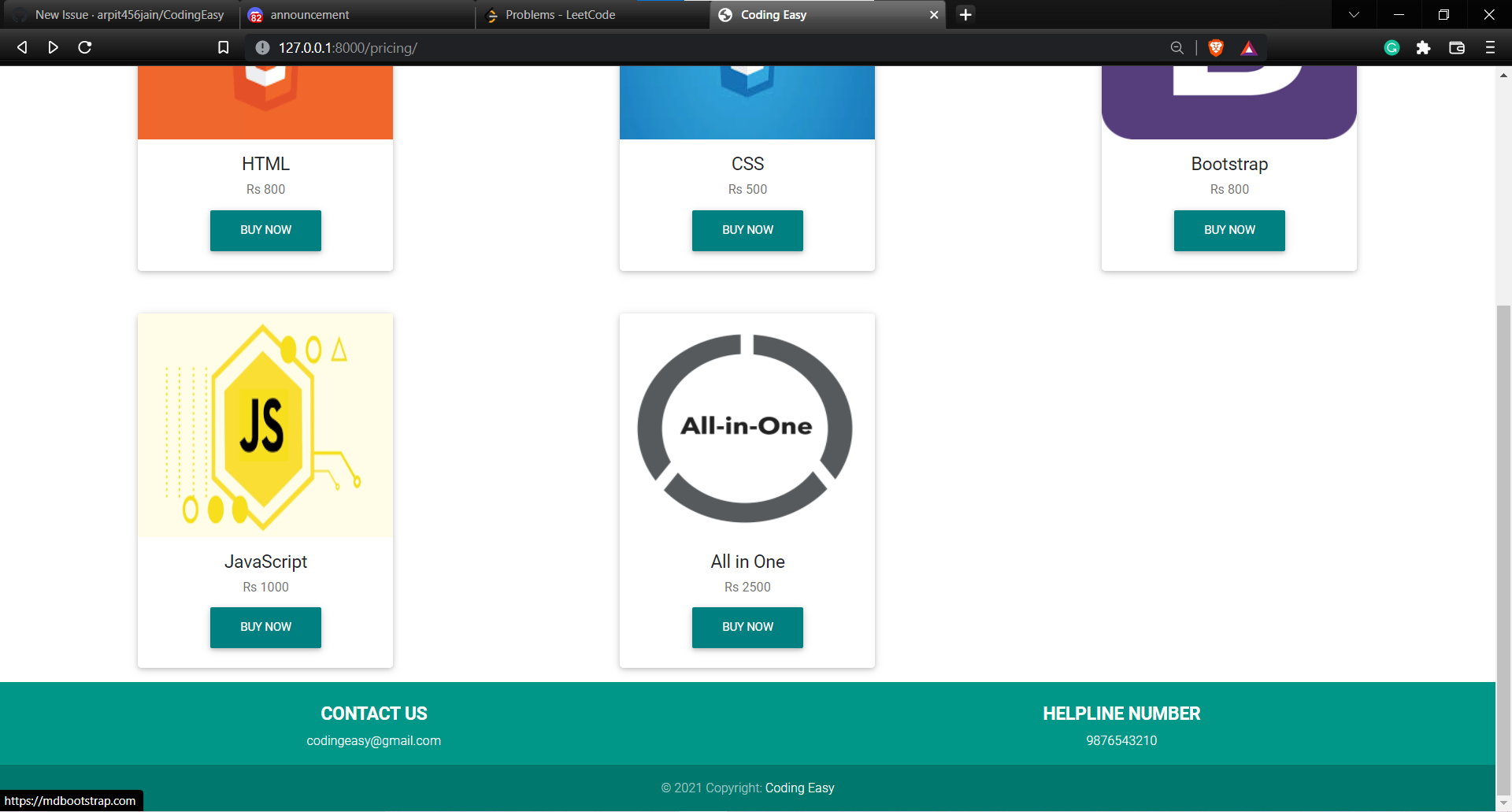 Link in footer · Issue #187 · arpit456jain/CodingEasy · GitHub