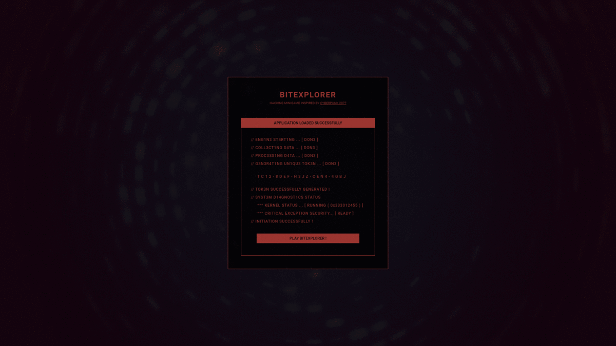 GitHub - krzysztofglab/Bitexplorer: Javascript minigame inspired by Cyberpunk 2077 hacking minigame
