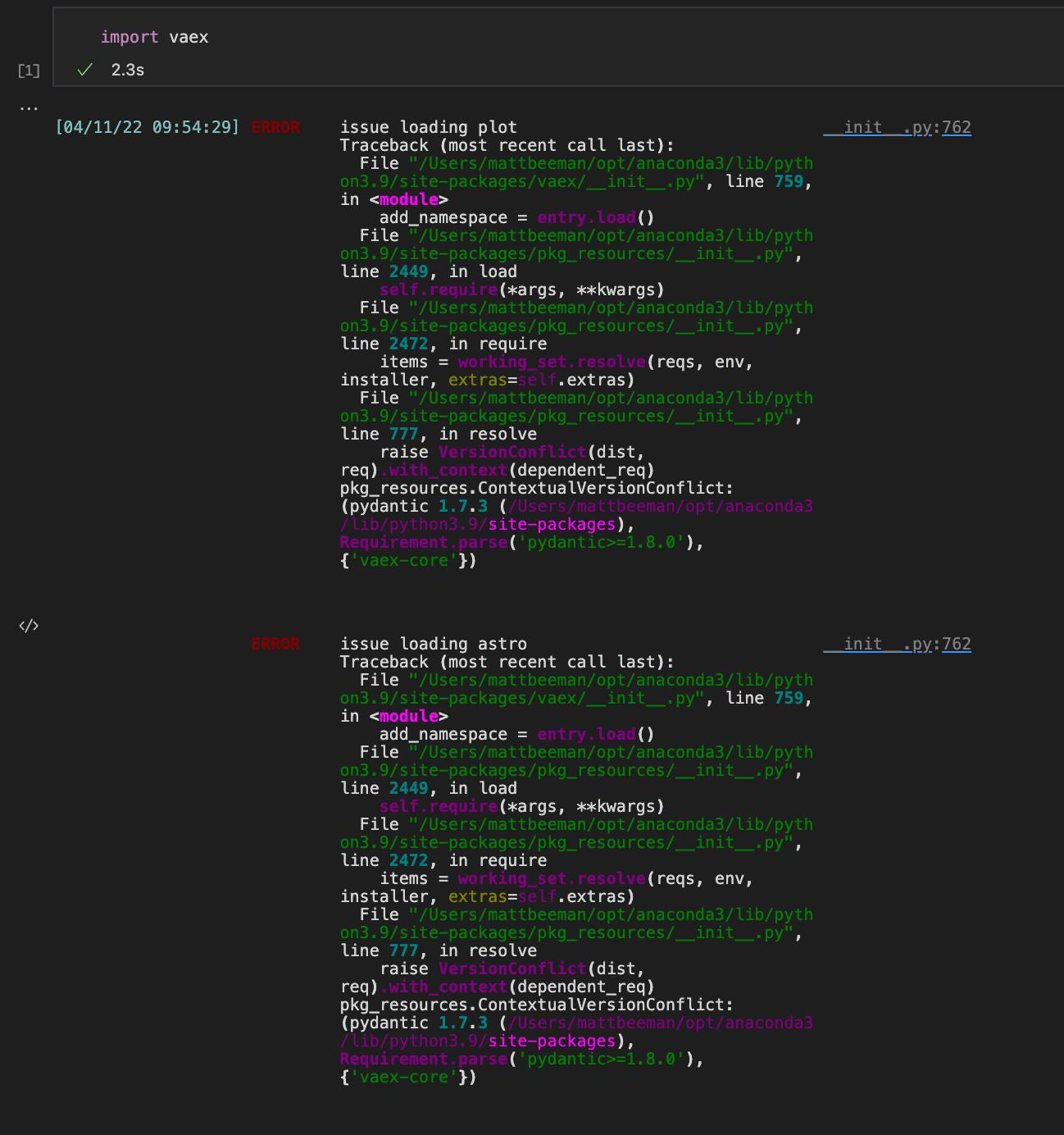 [bug Report] Issue Importing Vaex Due To Contextual Version Conflict · Issue 2014 · Vaexio Vaex