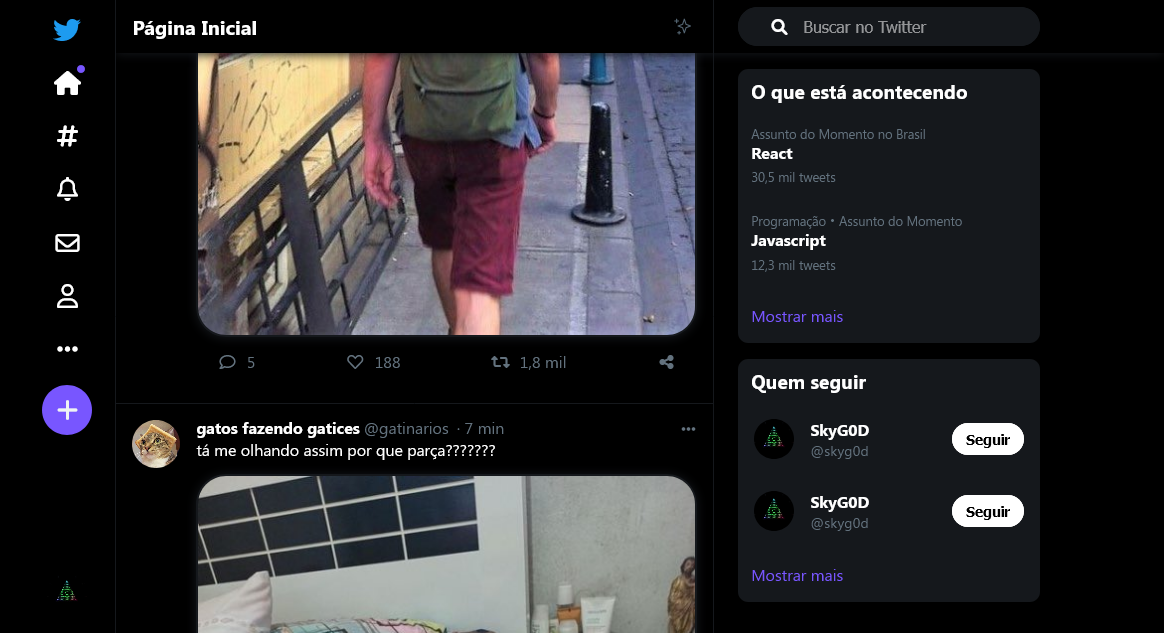GitHub - SilvanoGPM/twitter-clone: Clone UI da página inicial do Twitter com HTML, CSS e JavaScript.