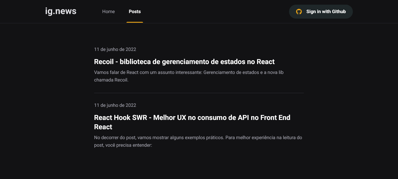 GitHub - SilvanoGPM/ig-news: Informações sobre o mundo React. Aplicação ...