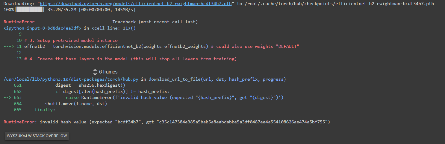 Video 281 - Creating an EffNetB2 Feature Extractor Model - invalid hash · mrdbourke pytorch-deep ...