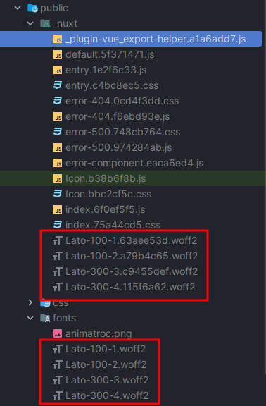 Fonts are downloaded 2 times in public folder · Issue #114 · nuxt-modules/google-fonts · GitHub