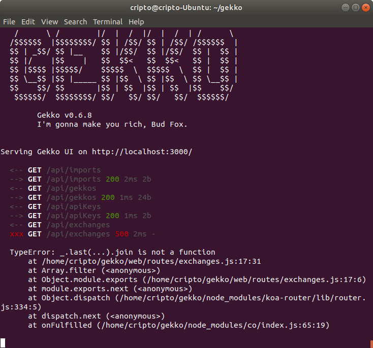 Importer Not Showing Exchanges - Error · Issue #2376 · askmike/gekko · GitHub