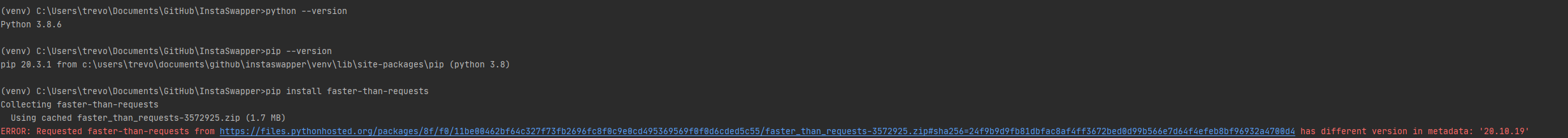 Error pip installing with pycharm (windows 10) · Issue #108 · juancarlospaco/faster-than ...