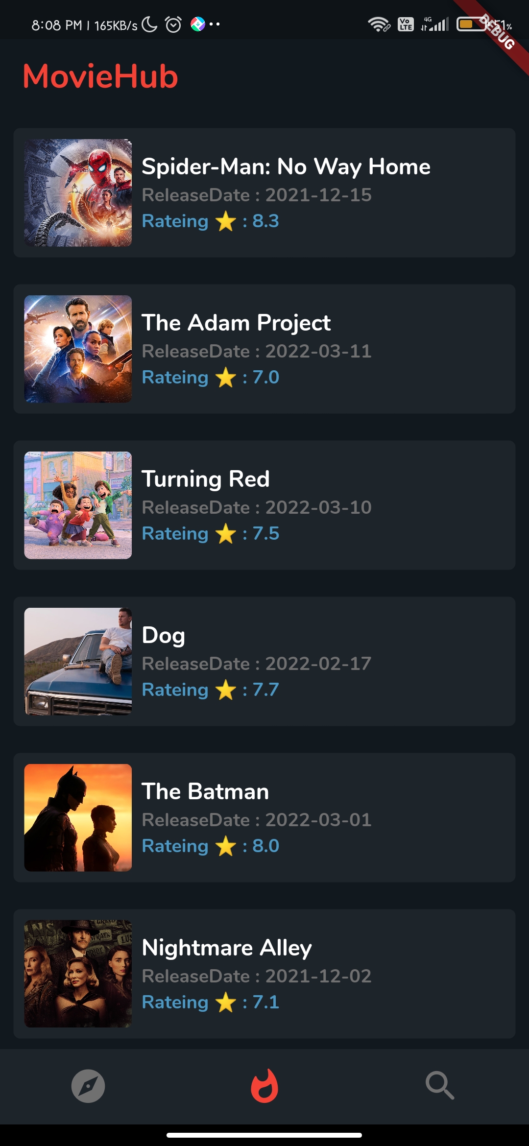 GitHub - codeA007/movieHub-flutter-project: This is a app which has information related to movies