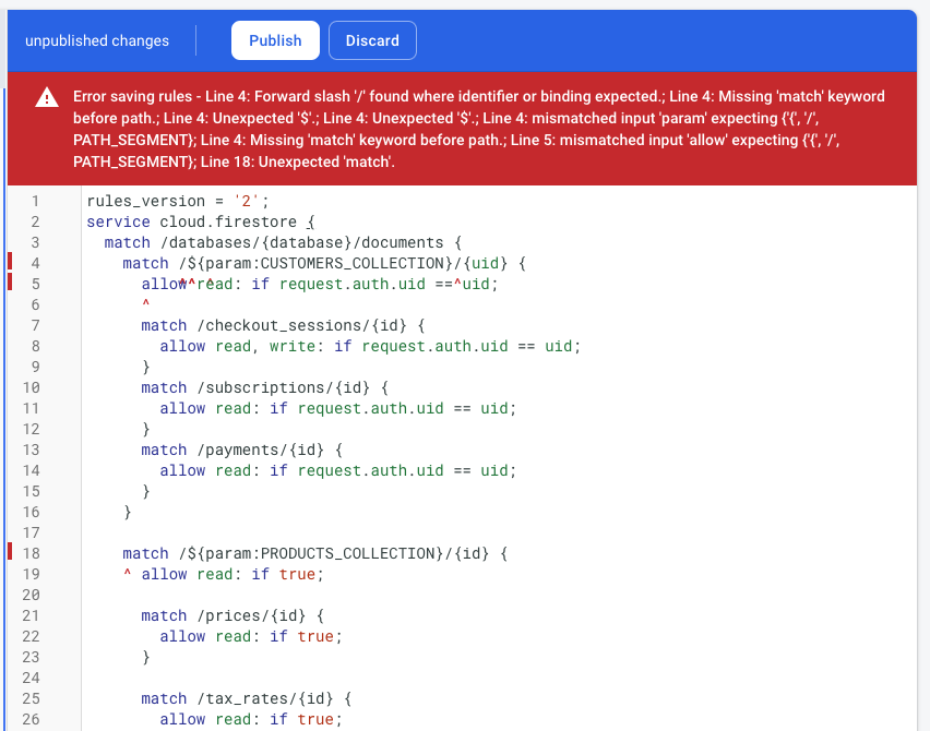 Error saving rules when following guide · Issue #447 · invertase/stripe-firebase-extensions · GitHub