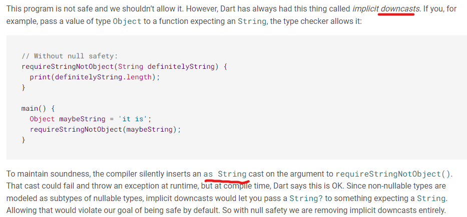 downcast is no longer but in doc, it say that works. fix plz · Issue #2592 · dart-lang/dartdoc ...