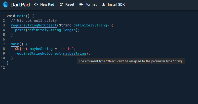 downcast is no longer but in doc, it say that works. fix plz · Issue #2592 · dart-lang/dartdoc ...