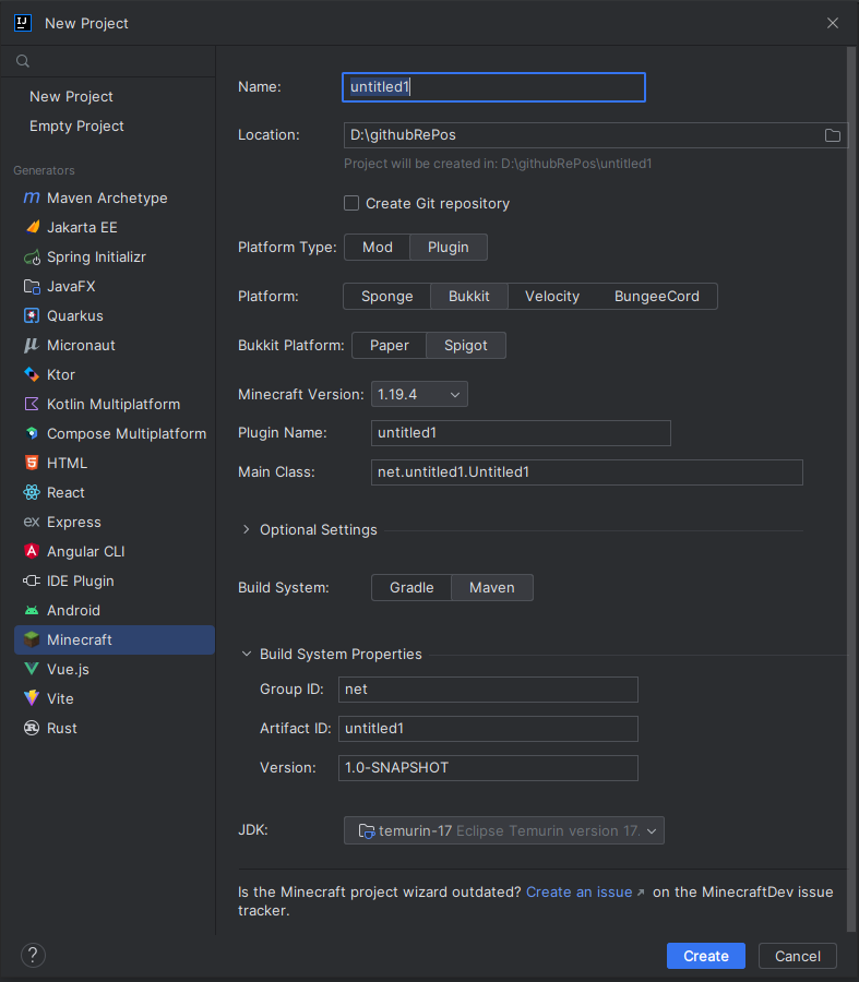 No Gui(No Spigot in gui) · Issue #2000 · minecraft-dev/MinecraftDev · GitHub
