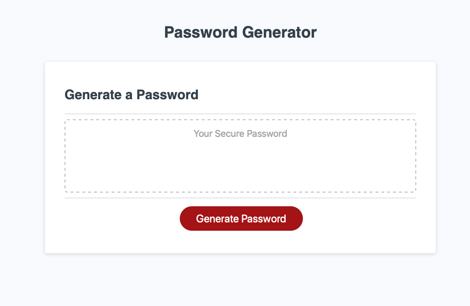 GitHub - AslinurK/Password-Generator: Created an application that ...