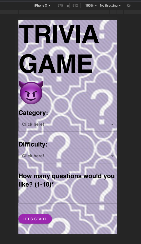 Github Rohitha18triviawebapp Trivia Game Using Reactjs Material Ui And Third Party Trivia Api
