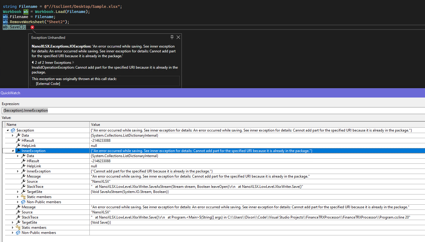 Load modify and save file fails on network addresses · Issue #31 · rabanti-github/NanoXLSX · GitHub