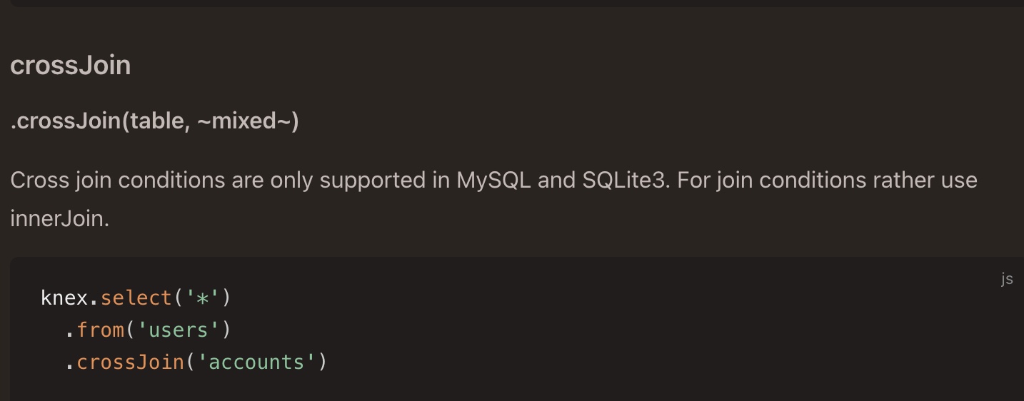 [BUG] Cross Join Incorrect Parameter Type · Issue #5643 · knex/knex · GitHub