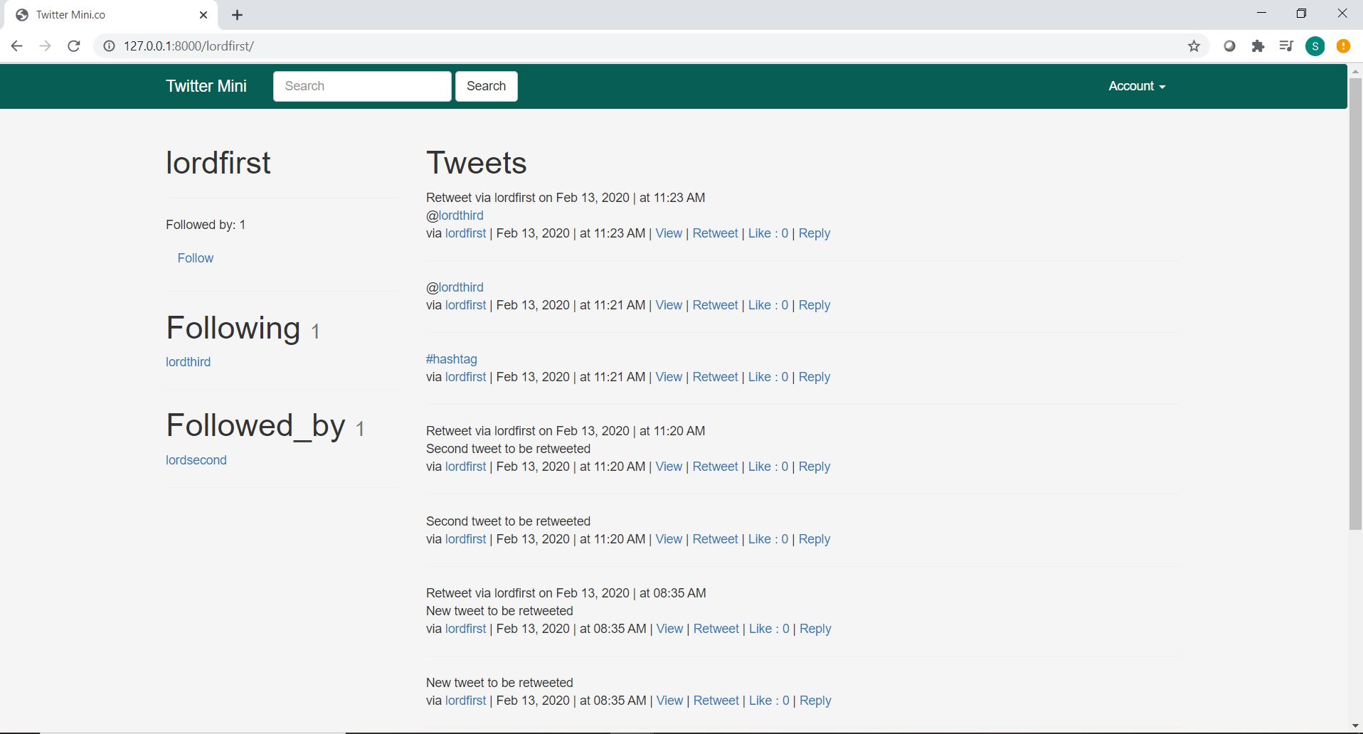 GitHub - 19sanchit19/Twitter-Mini: Django based web application that ...
