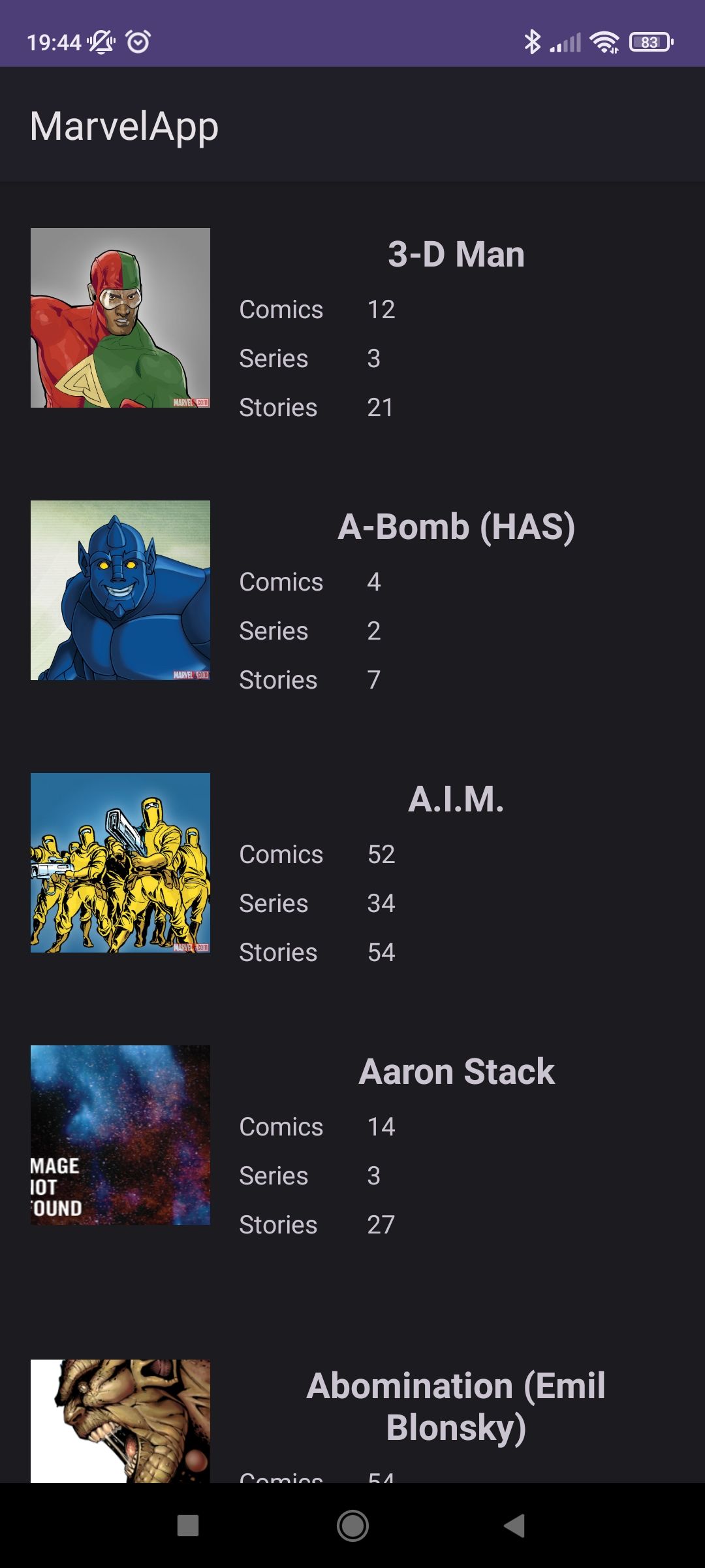 GitHub - RomaricHaby/MarvelApp