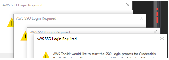 AWS SSO login results in multiple pop-windows spawning when Visual ...