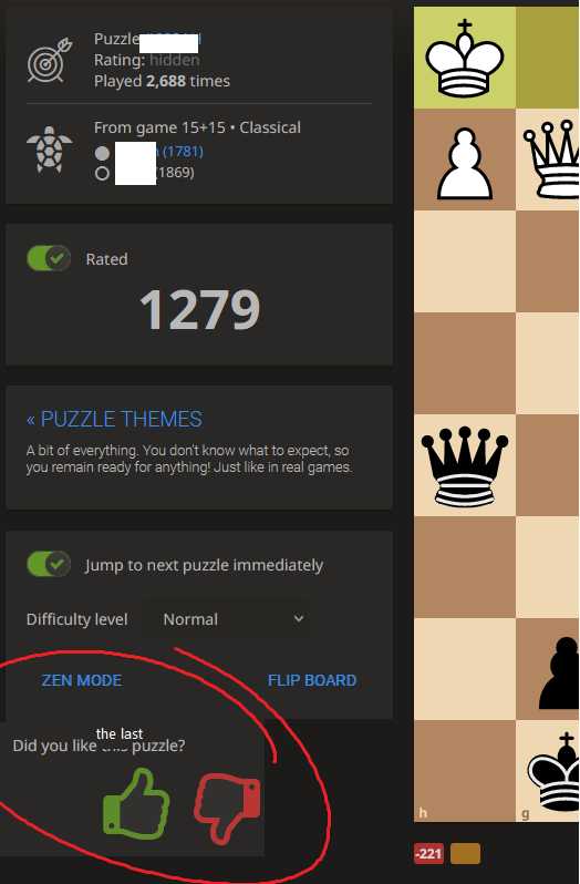 In Puzzle Mode Allow Rate Puzzle For The Previous Puzzle With Jump To Next Puzzle