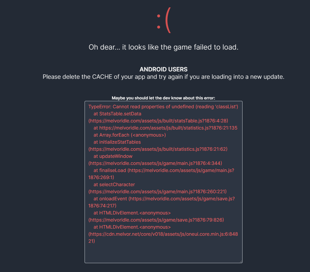 [Bug]: Can't open saves · Issue #2425 · MelvorIdle/melvoridle.github.io · GitHub