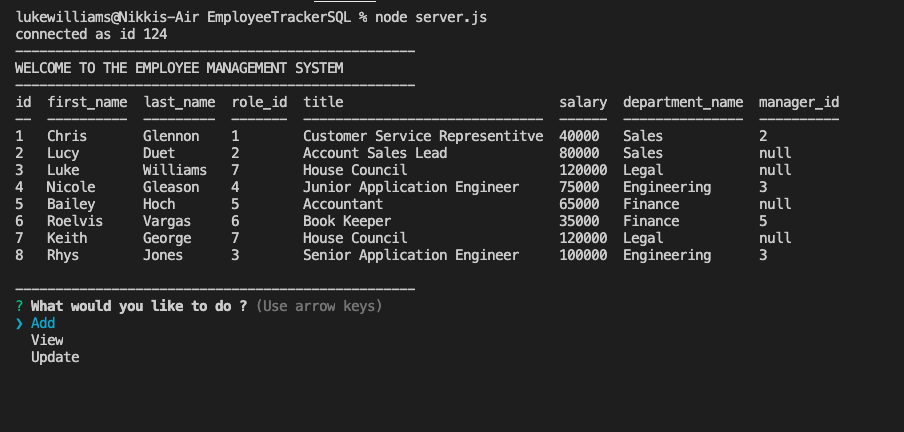 GitHub - jlukewilliams94/EmployeeTrackerSQL