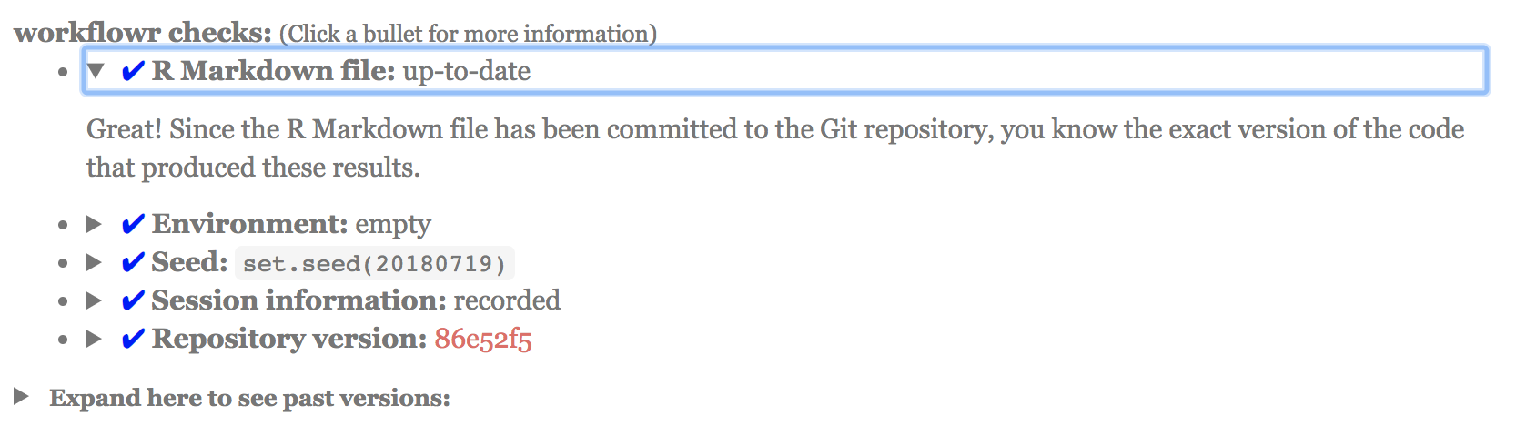 Make the "Session information" section "foldable" · Issue #120 · workflowr/workflowr · GitHub