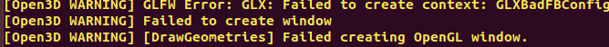 GLFW Error: GLX: Failed to create context: GLXBadFBConfig · Issue #897 ...