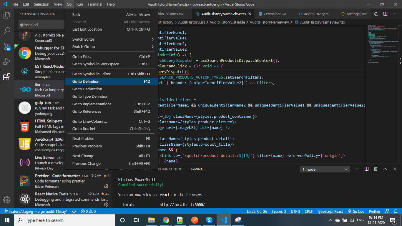 Go menu is not working · Issue #97690 · microsoft/vscode · GitHub