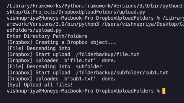 GitHub - vishnupriya888/DropboxUploadFolders: Upload Folders using Python!