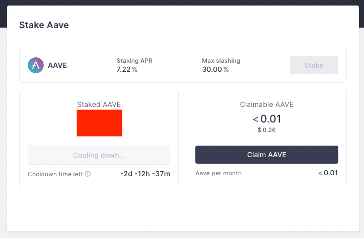 Cooldown time left is negative in AAVEv3, unclaimable stAAVE · Issue #547 · aave/interface · GitHub