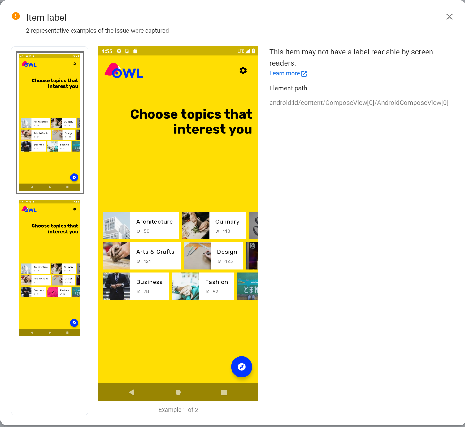 Accessibility issue with compose samples · Issue #978 · android/compose-samples · GitHub