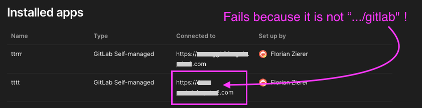 Postman connection should allow page-paths as part of the URL to the self-managed Gitlab ...